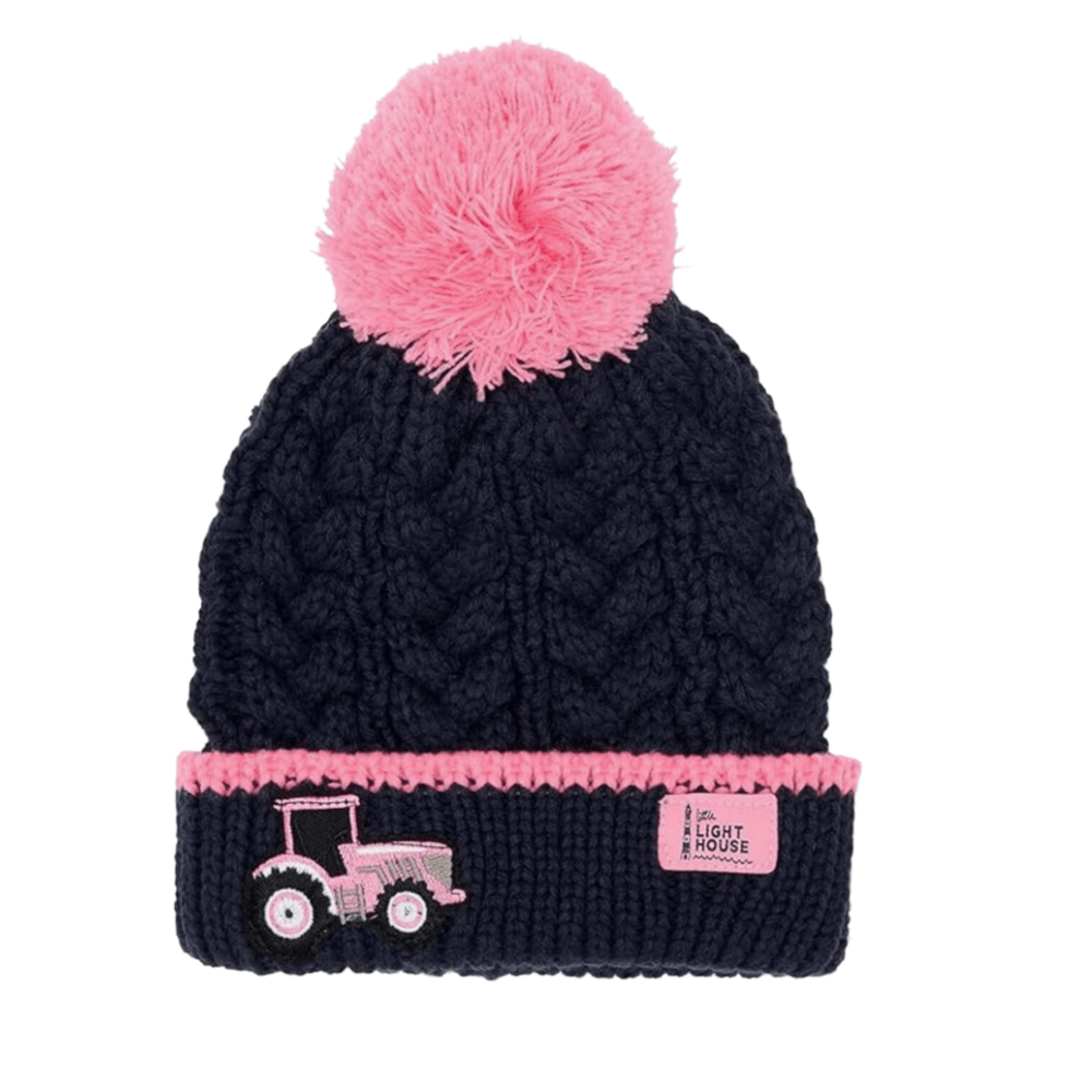 Girls Bobble Hat | Girls Tractor Hat | Pink Tractor Hat | My First Steps